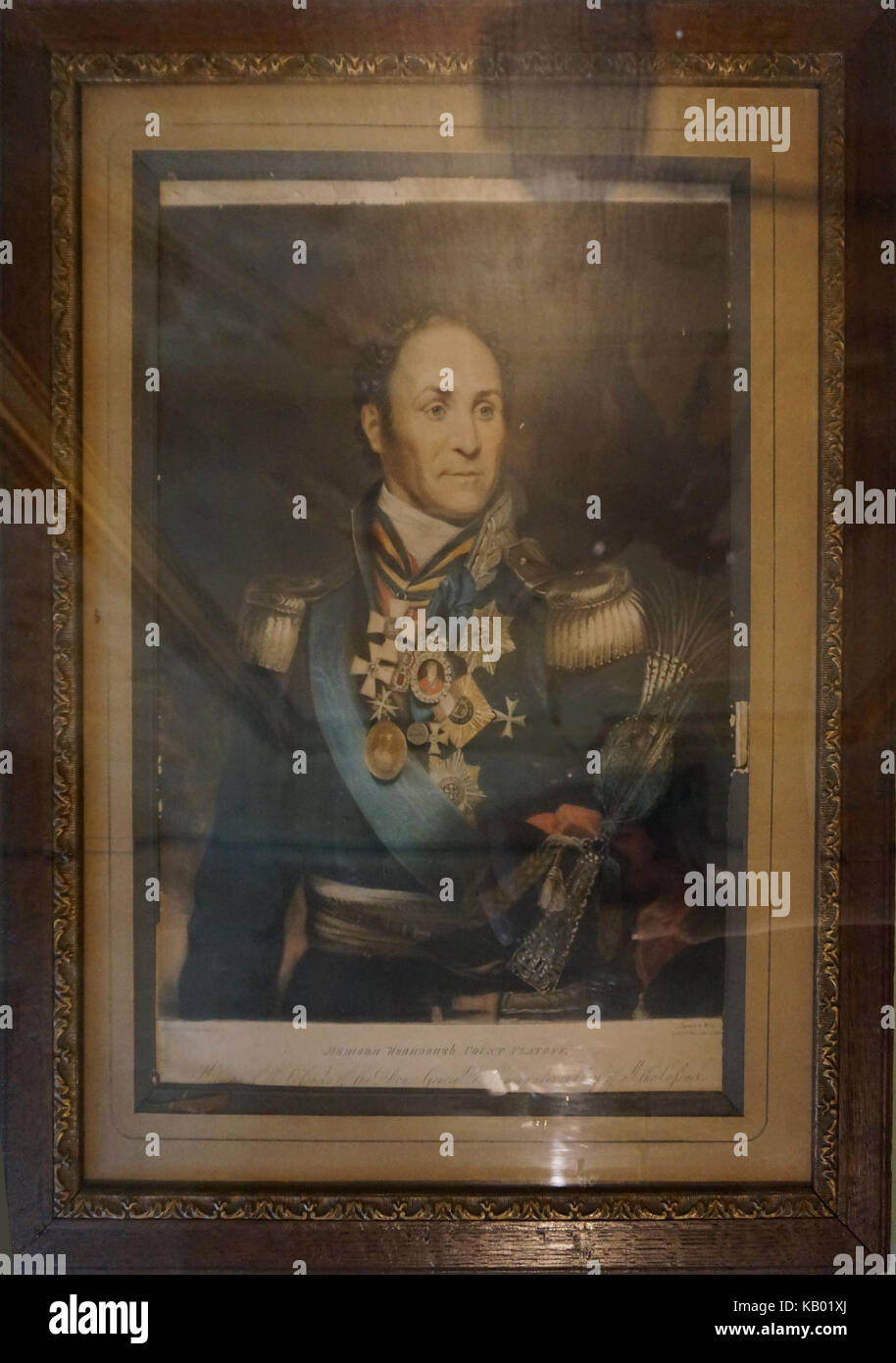 This portrait, created by artist Thomas Phillips, depicts Matvei Platov ...