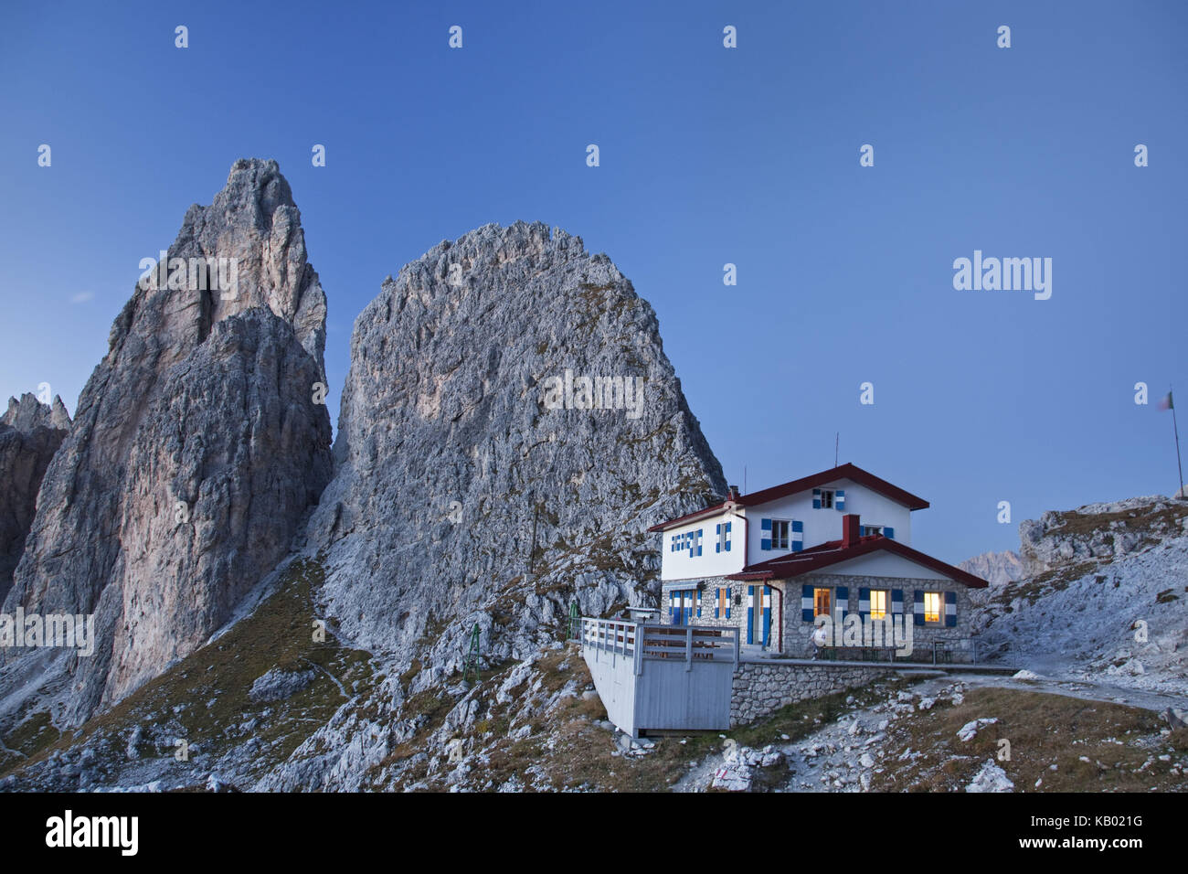 Refugio ground Savio hut in the Cadini group, Dolomites, South Tirol ...