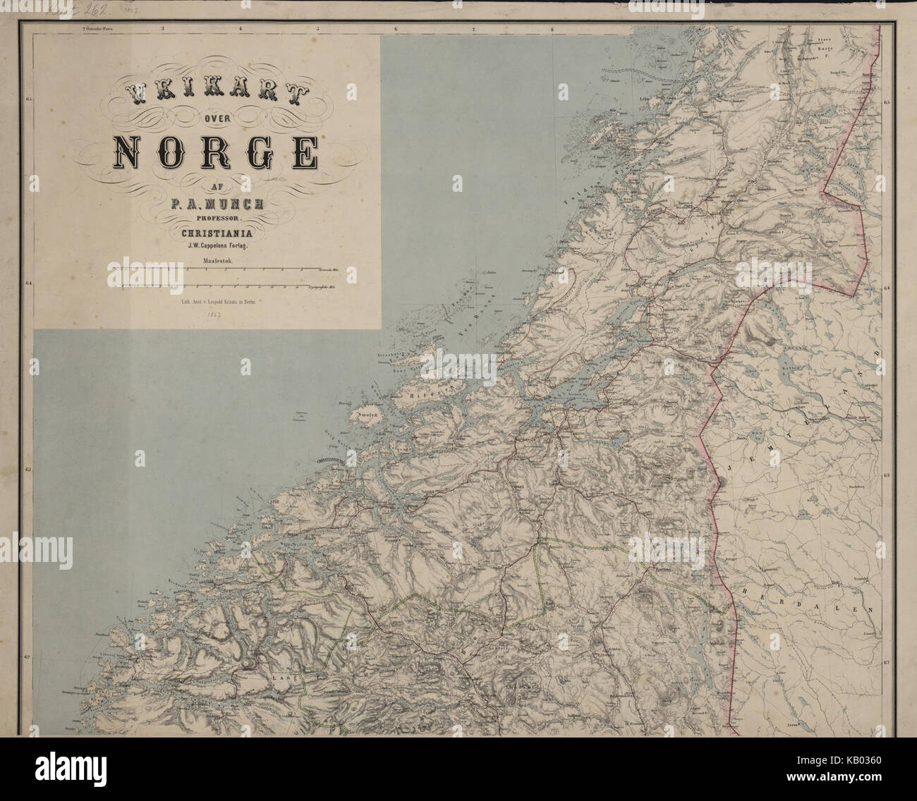 Veikart over Norge no nb krt 00731 Stock Photo - Alamy