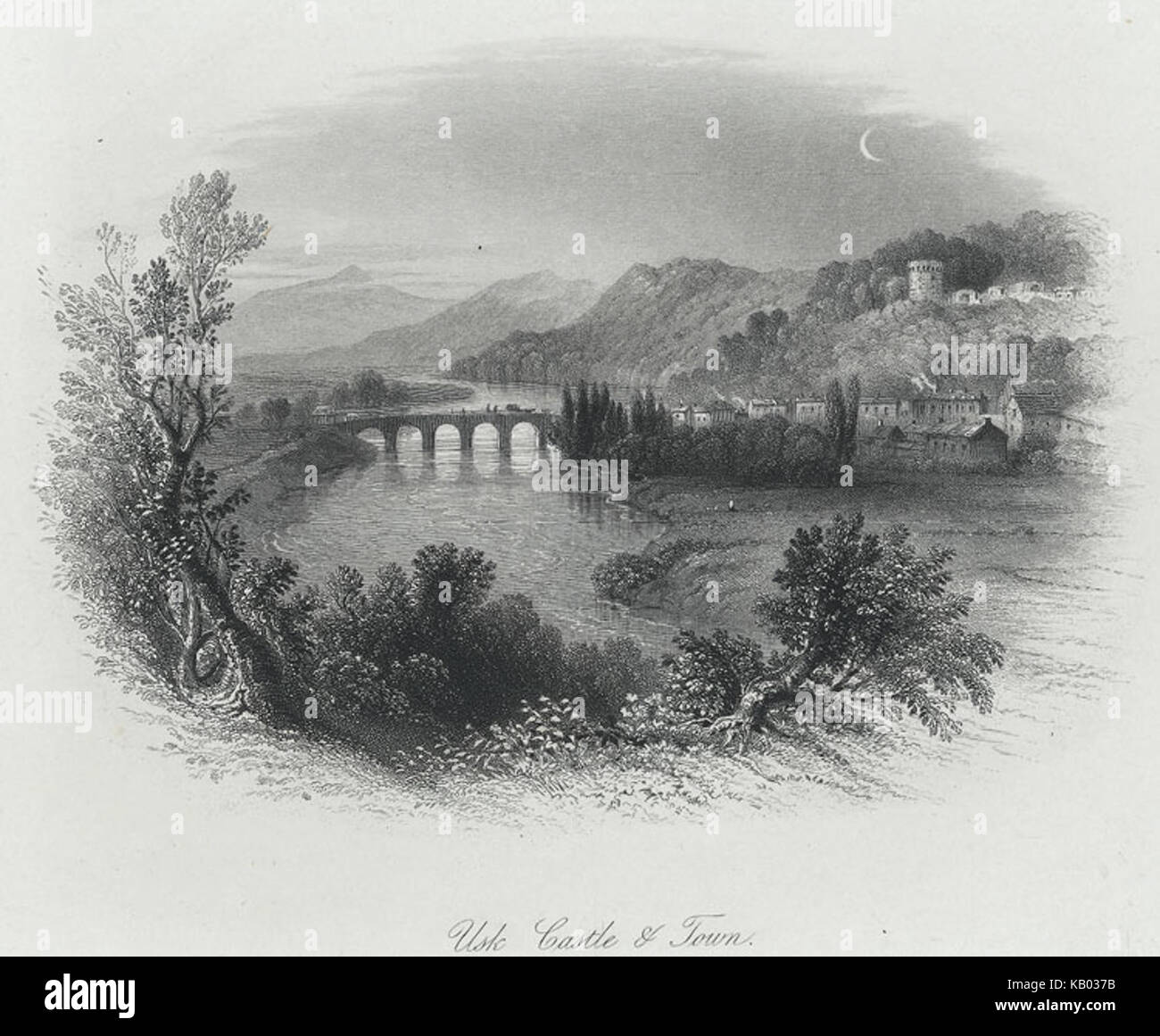 Usk Castle & Town Stock Photo - Alamy