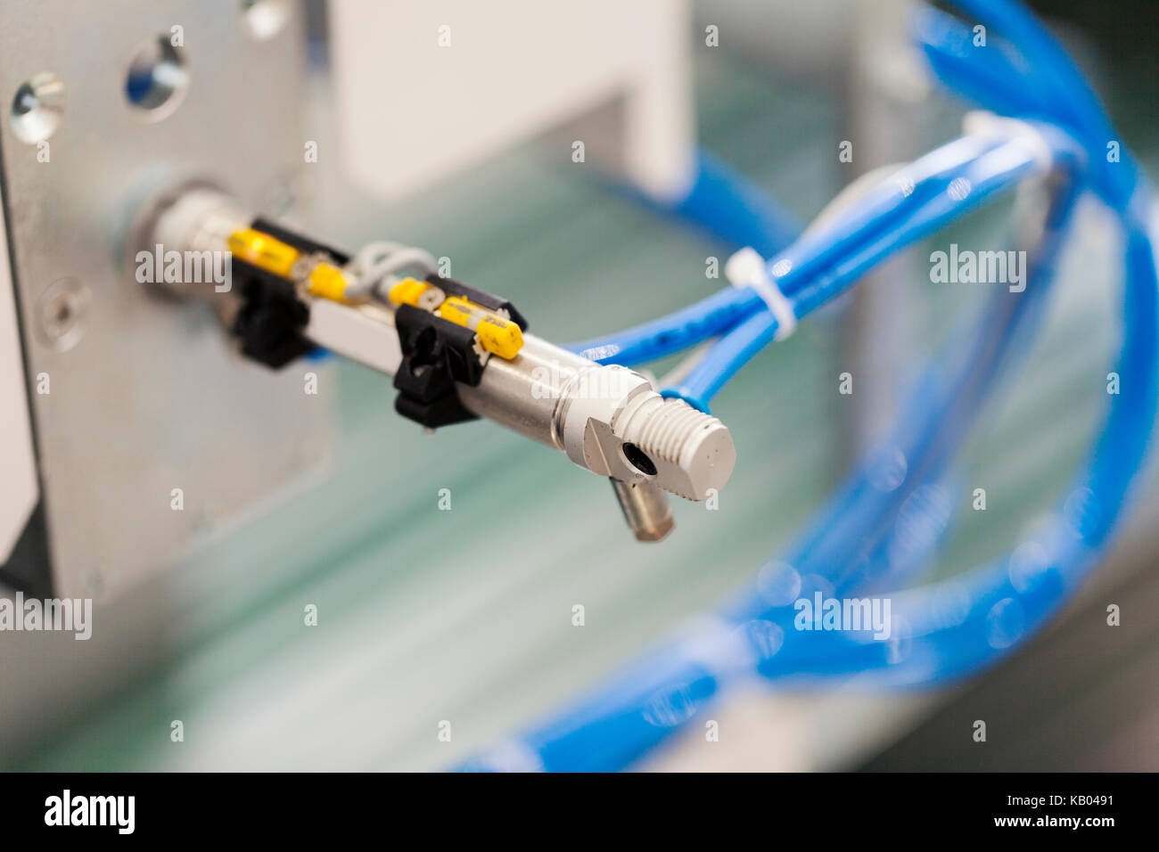 pneumatic piston unit on industrial machine, close up Stock Photo - Alamy