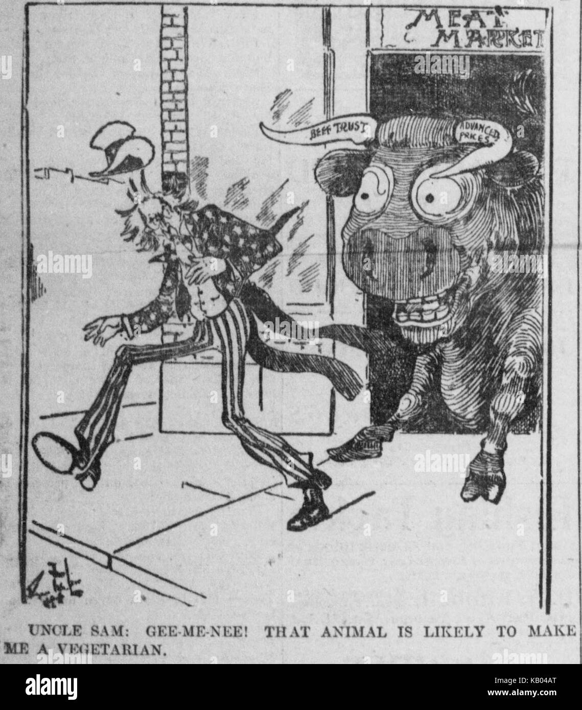 Walker cartoon about beef prices and vegetarianism Stock Photo - Alamy