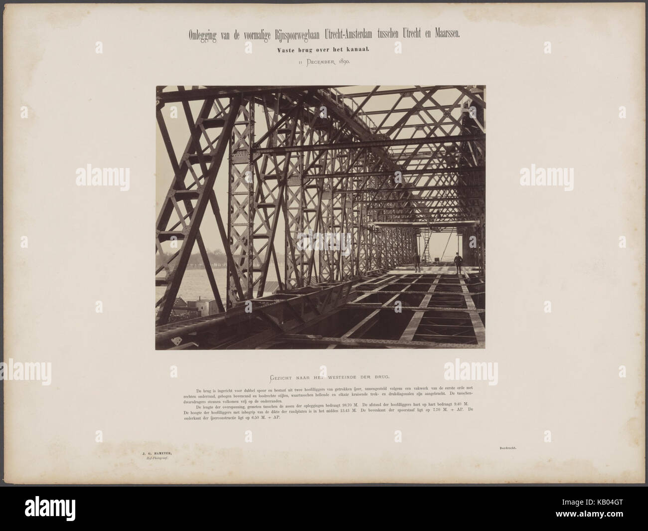 Vaste brug over het kanaal. Gezicht naar het westeinde van de brug ...