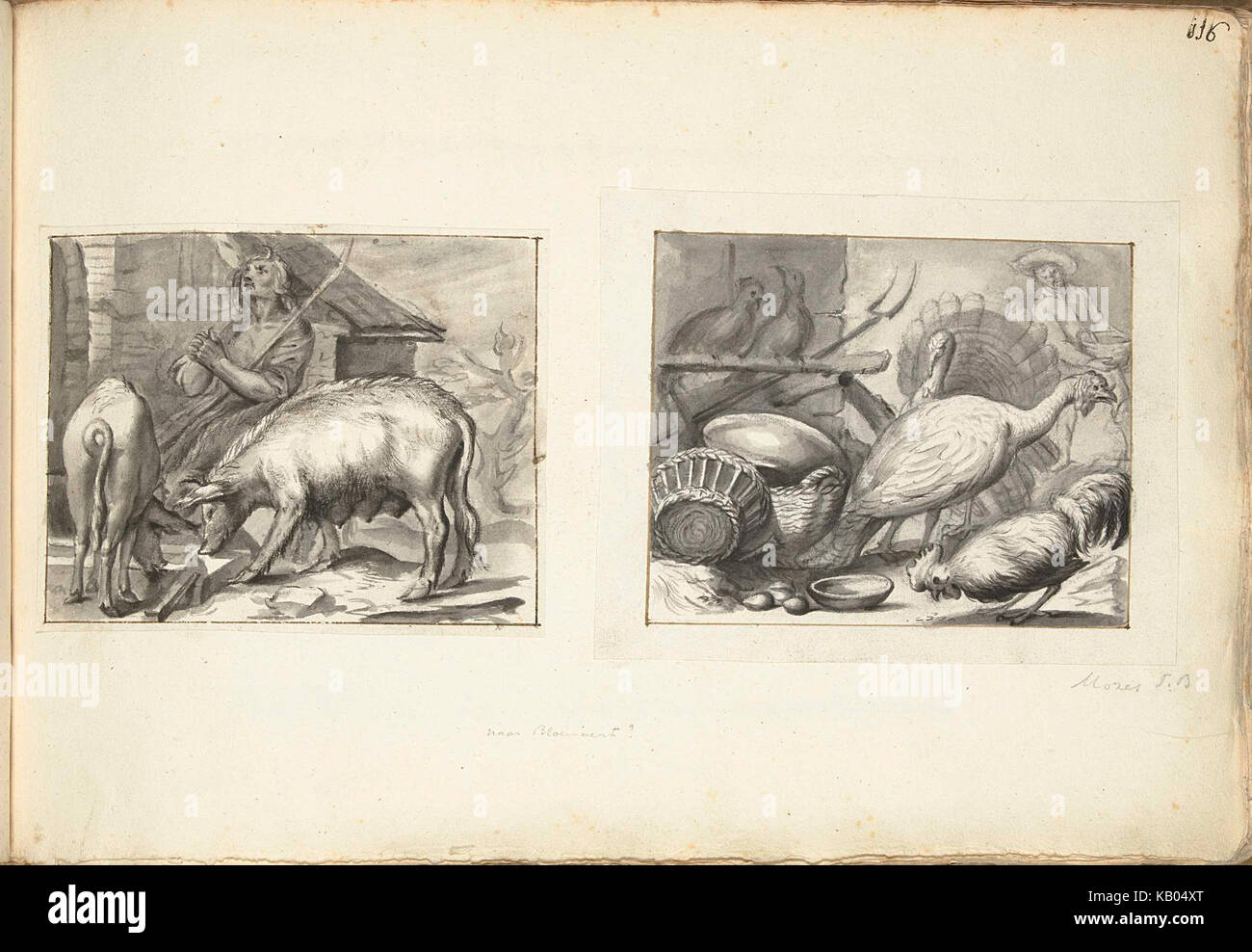 A depiction of the biblical story of the Prodigal Son combined with a ...