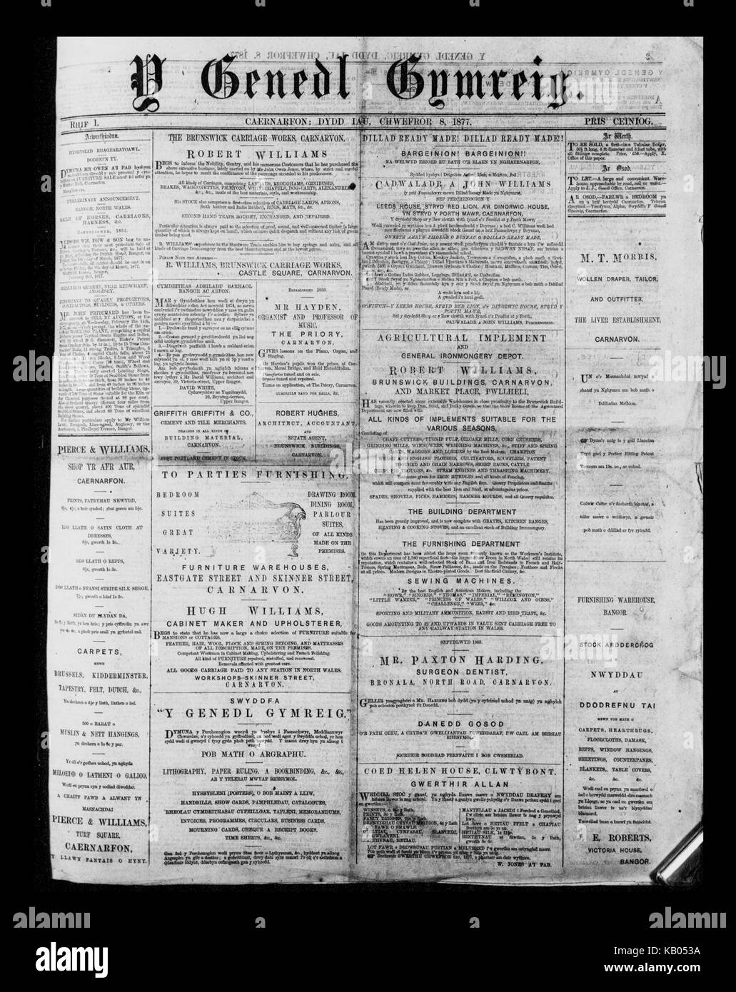 Y Genedl Cymreig Feb 8 1877 Stock Photo - Alamy