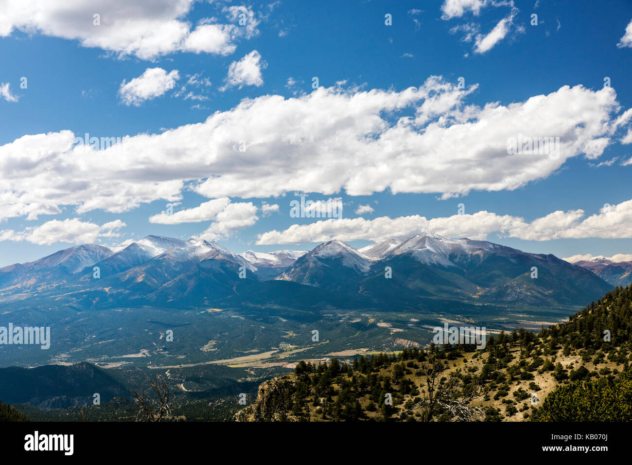 Sawatch Range; including Mount Shavano (14,229') left & Tabeguache Peak ...