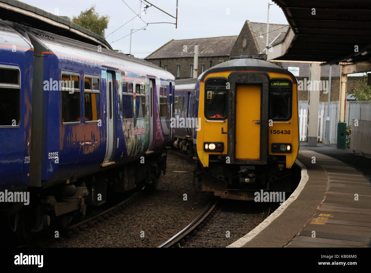 Two passenger trains. Class 156 super sprinter dmu arriving at ...