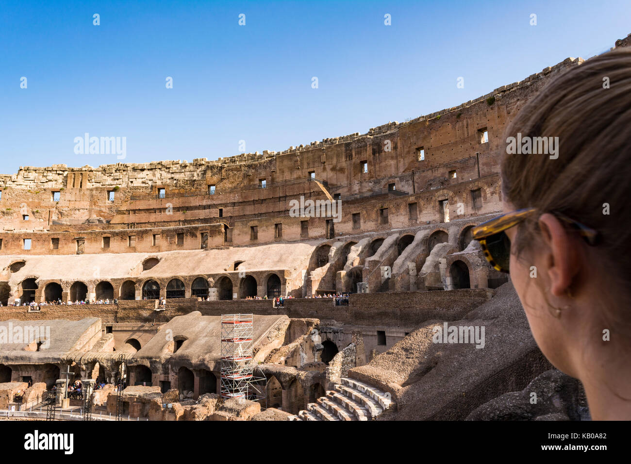 Rome, Italy - August 31, 2017 - Interior of the Colosseum, Rome. Also ...