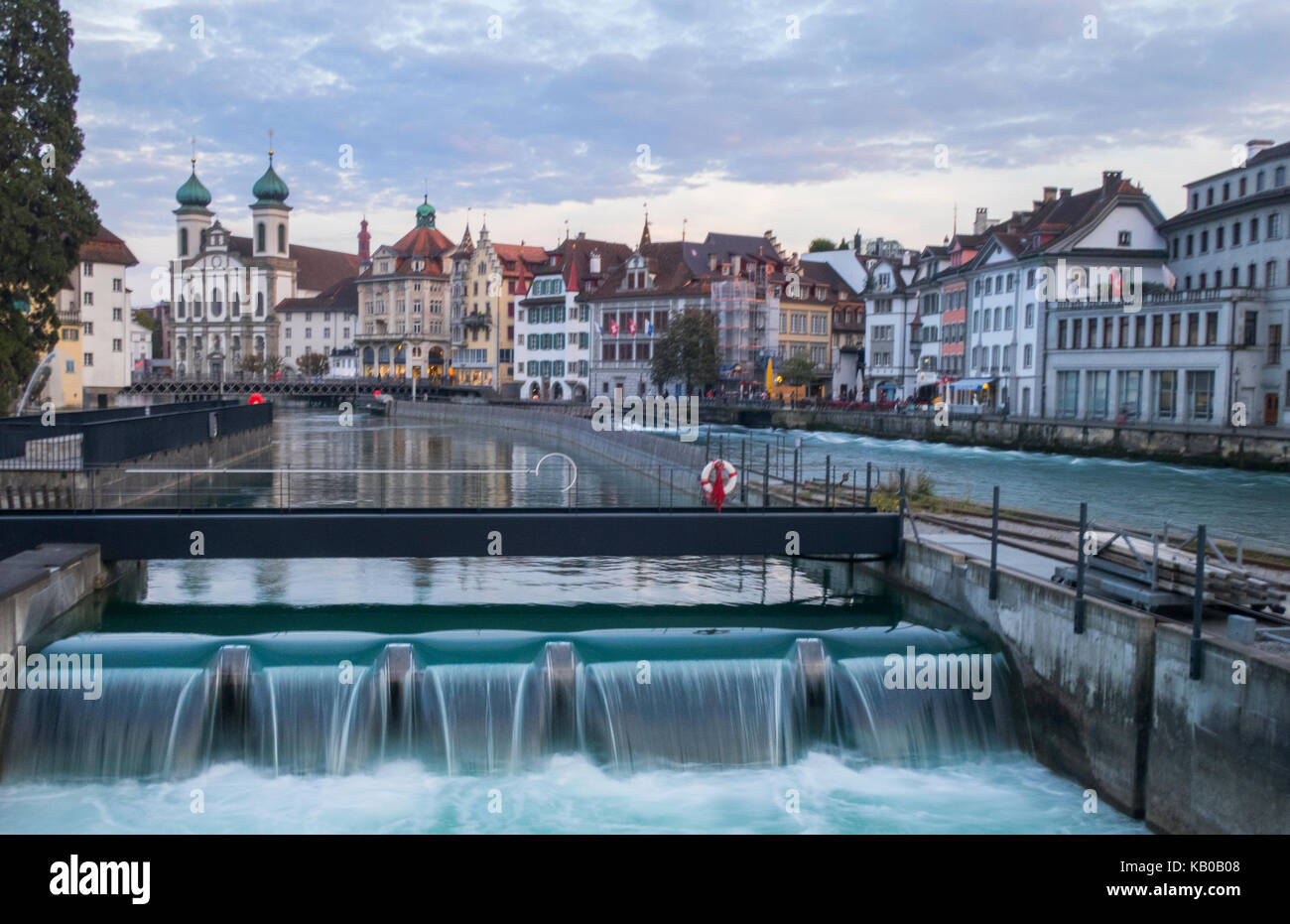 waterfall on river Reuss in Lucerne Switzerland Luzern Swiss Stock ...
