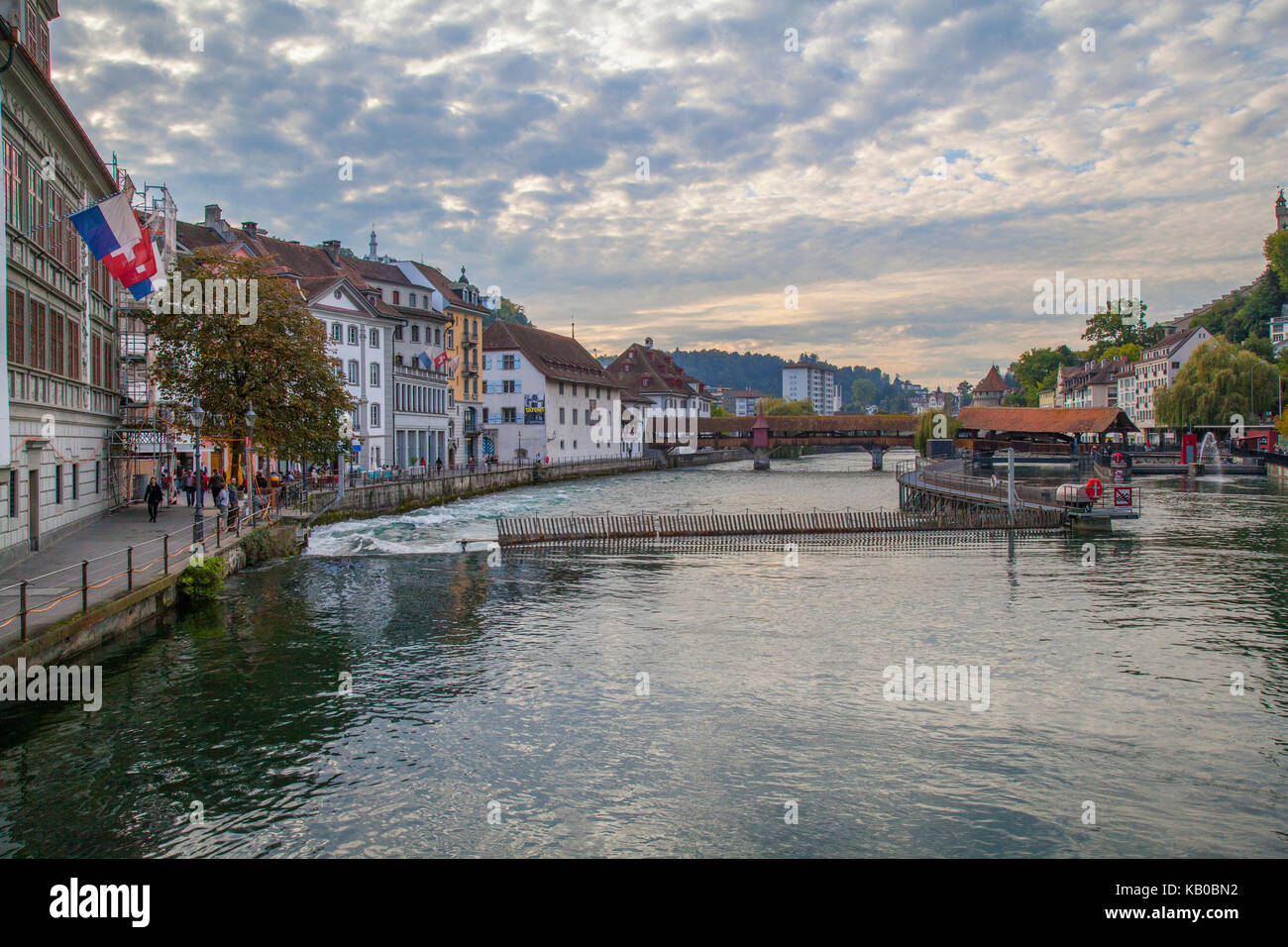 town of Lucerene on Lake Lucerne Switzerland Luzern Swiss Stock Photo ...