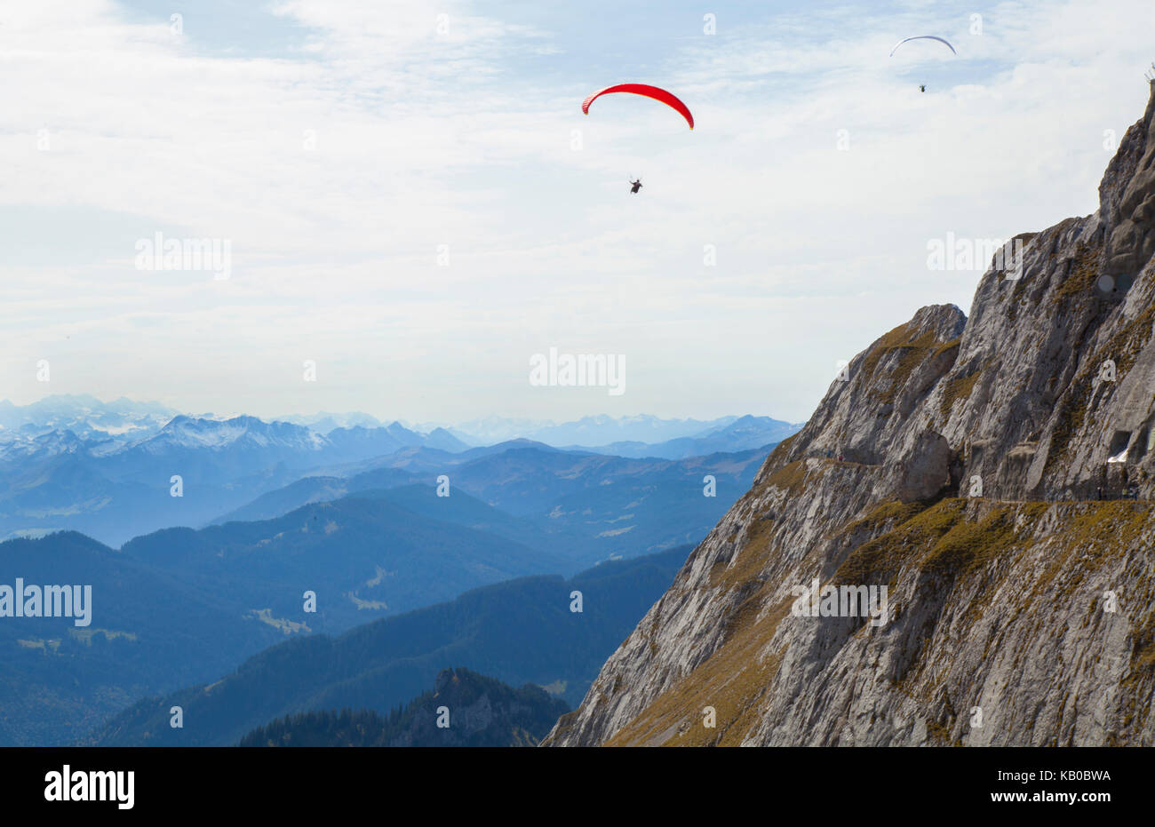 Lucerne Switzerland Luzern Swiss paragliding off Mt Pilatus Stock Photo ...