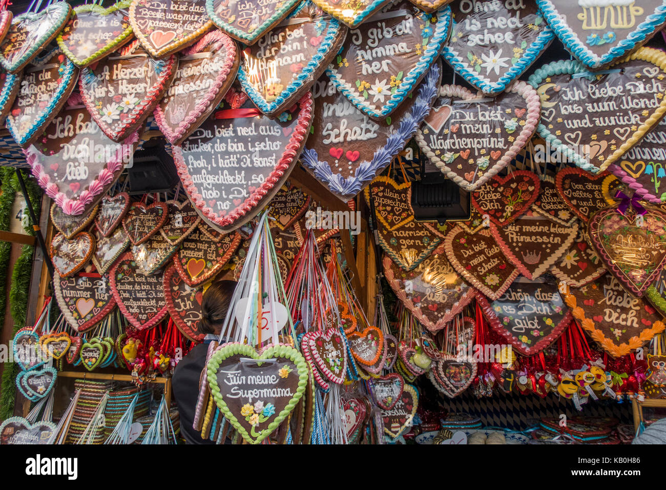 Gingerbread heart cookies Munich Germany Oktoberfest Stock Photo - Alamy