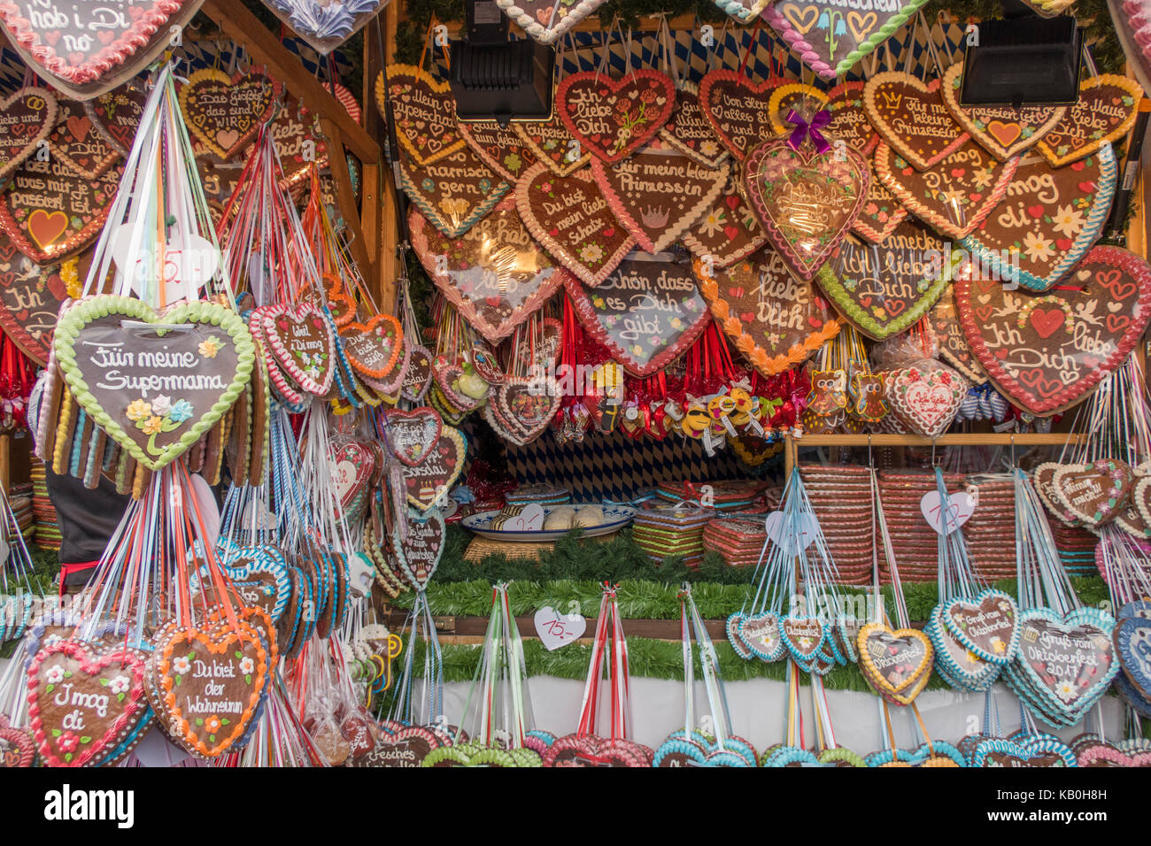 Gingerbread heart cookies Munich Germany Oktoberfest Stock Photo - Alamy