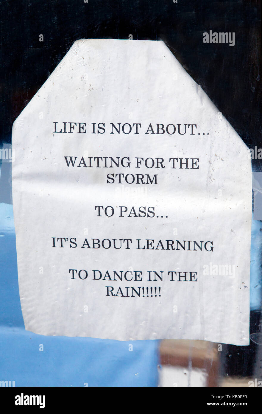 Thoughtful Sign in Store Window Stock Photo - Alamy