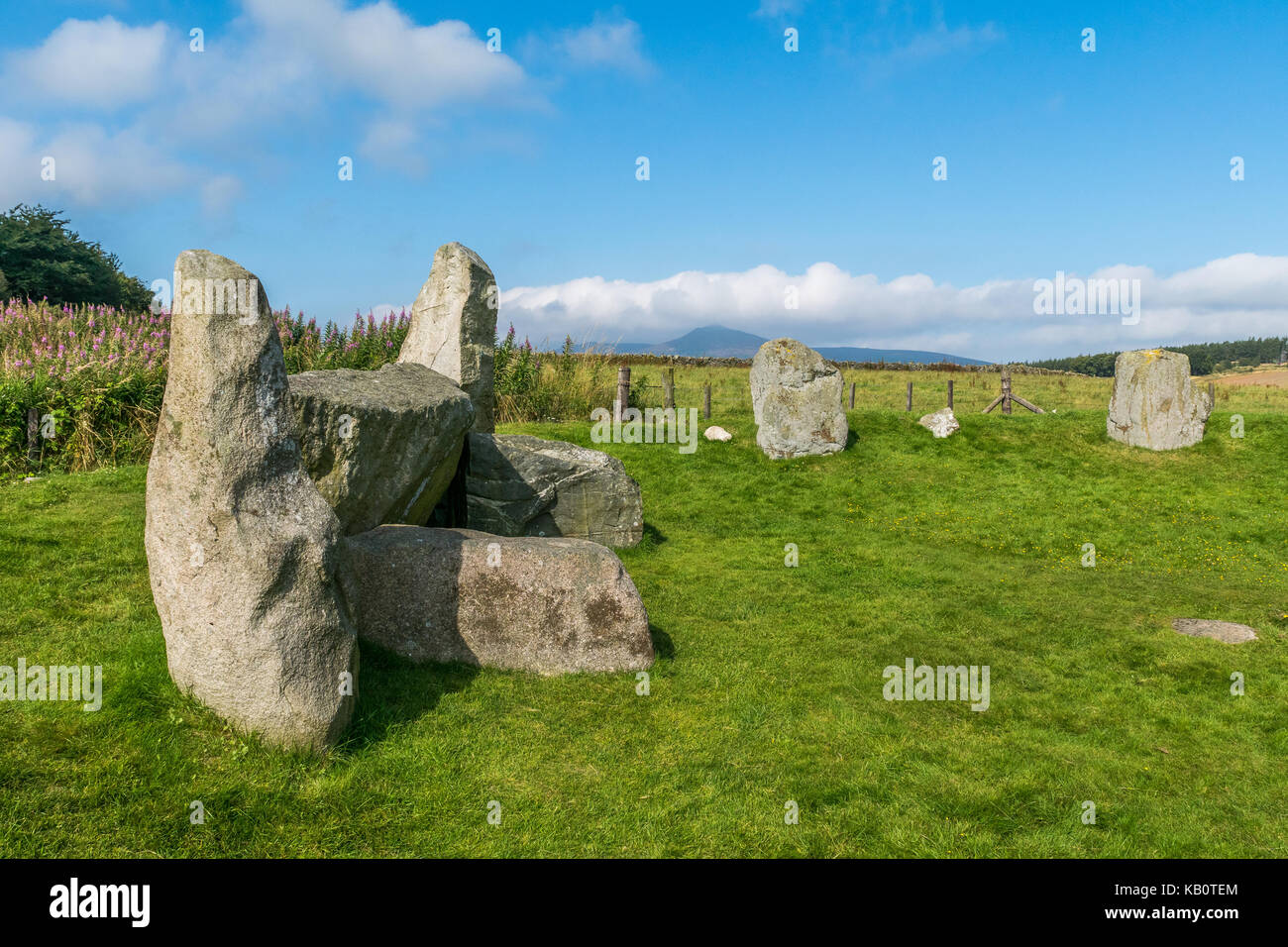 Stone circle with Bennachie in the distance Stock Photo - Alamy