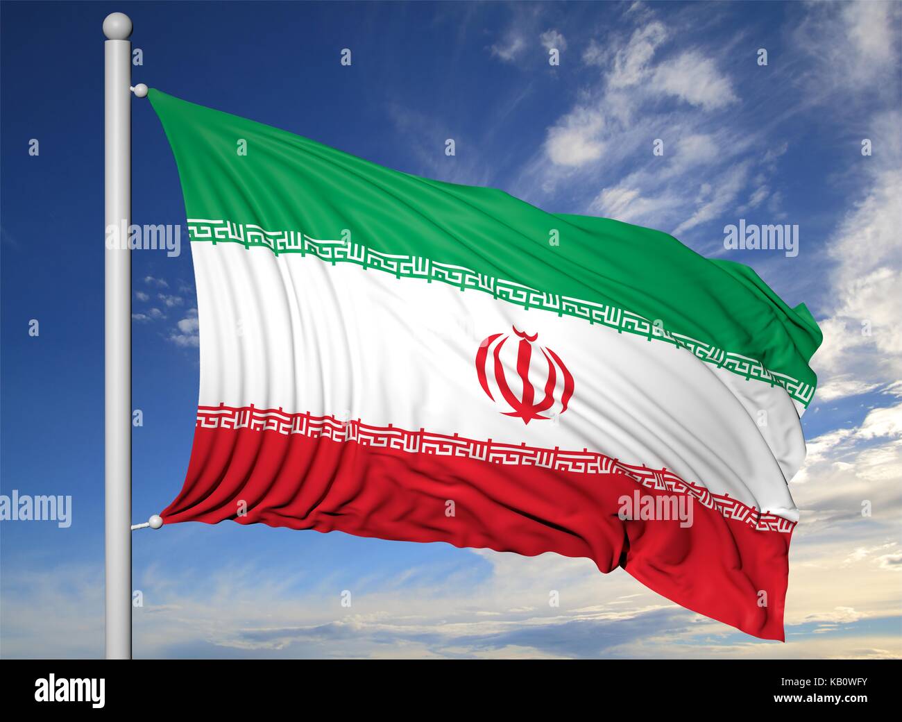 Iran flag on flag pole hi-res stock photography and images - Alamy