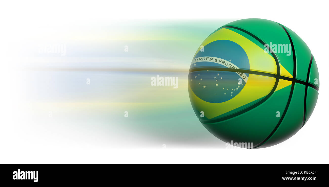 Basketball ball with flag of Brazil in motion isolated Stock Photo - Alamy