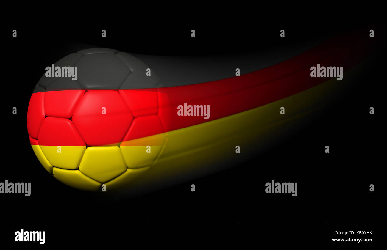 Soccer ball with German flag in motion on black Stock Photo - Alamy