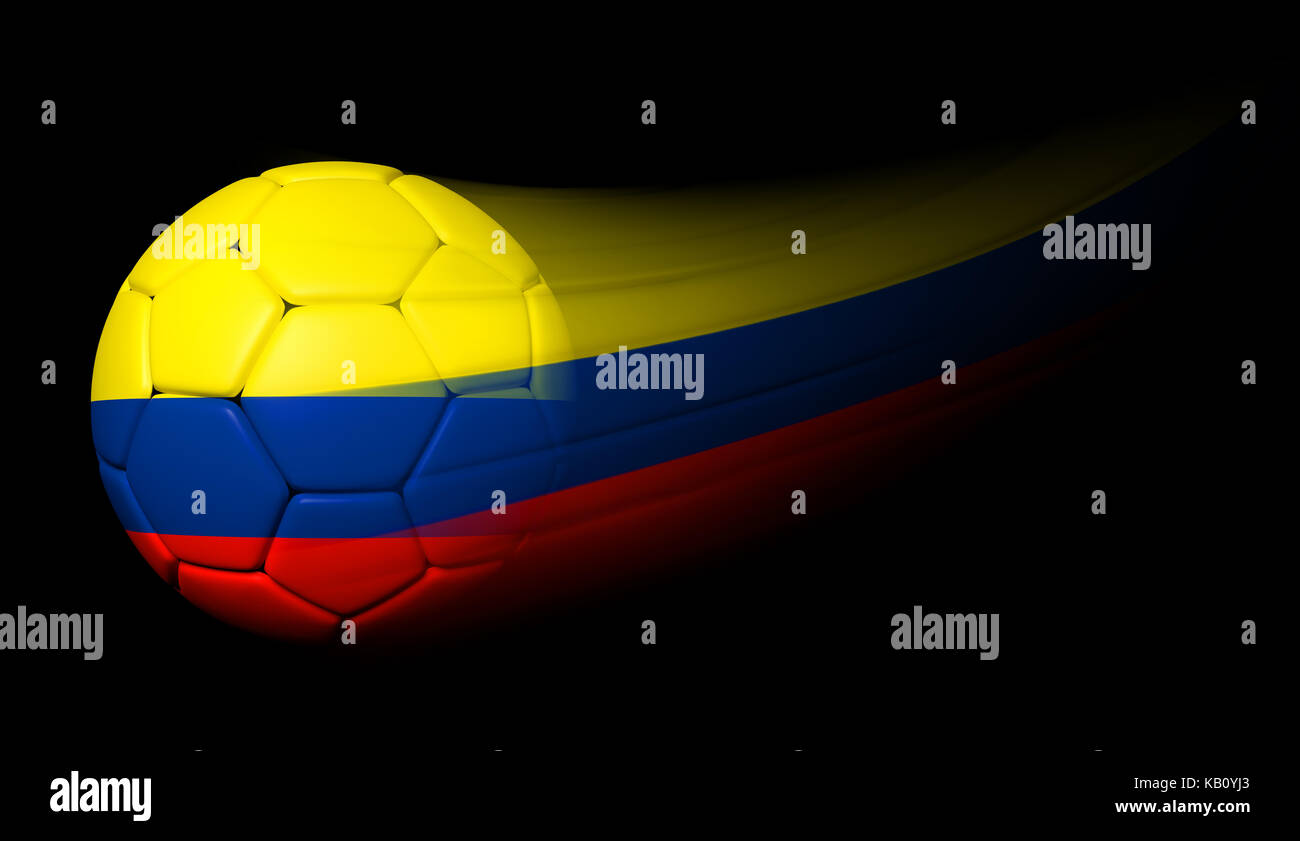 Soccer ball with Colombian flag in motion on black Stock Photo - Alamy