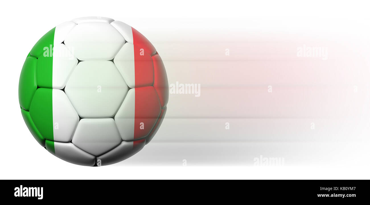 Soccer ball with Italian flag in motion isolated Stock Photo - Alamy