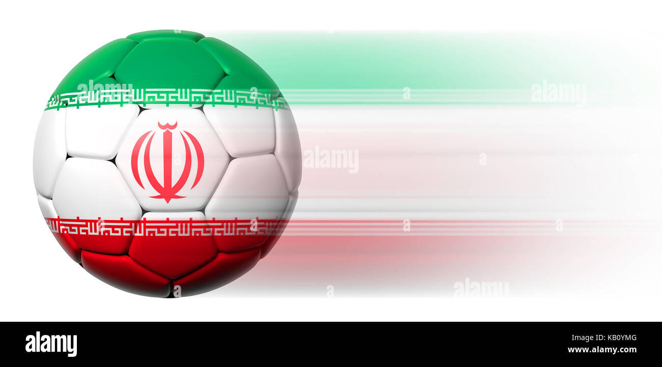 Soccer ball with Iranian flag in motion isolated Stock Photo - Alamy
