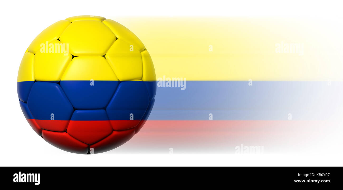 Soccer ball with Colombian flag in motion isolated Stock Photo - Alamy