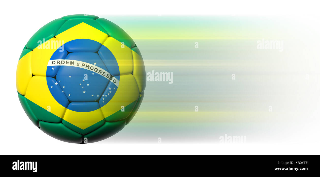 Soccer ball with Brazilian flag in motion isolated Stock Photo - Alamy