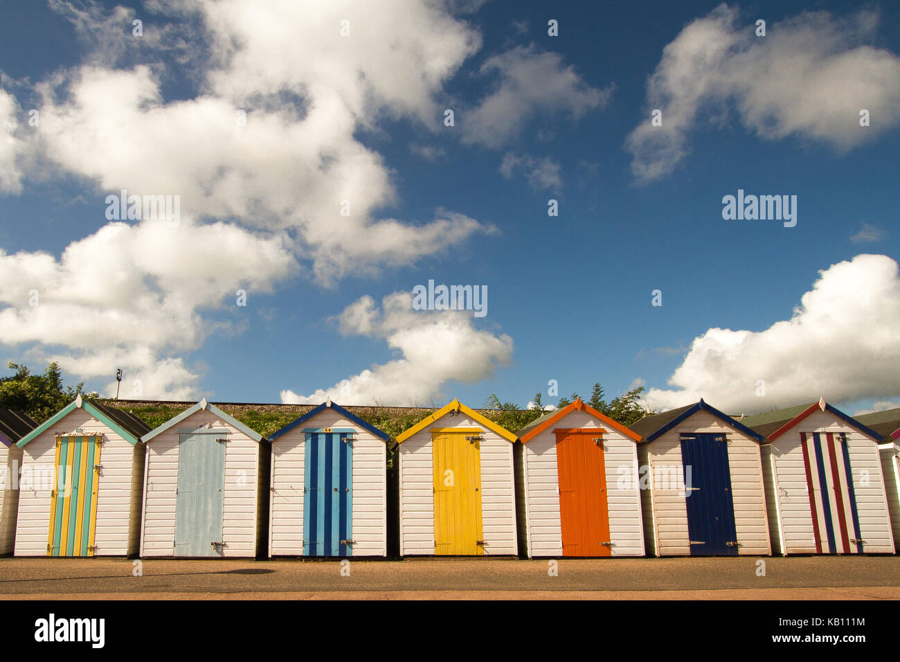 beach huts seaside summer at Paignton Stock Photo - Alamy