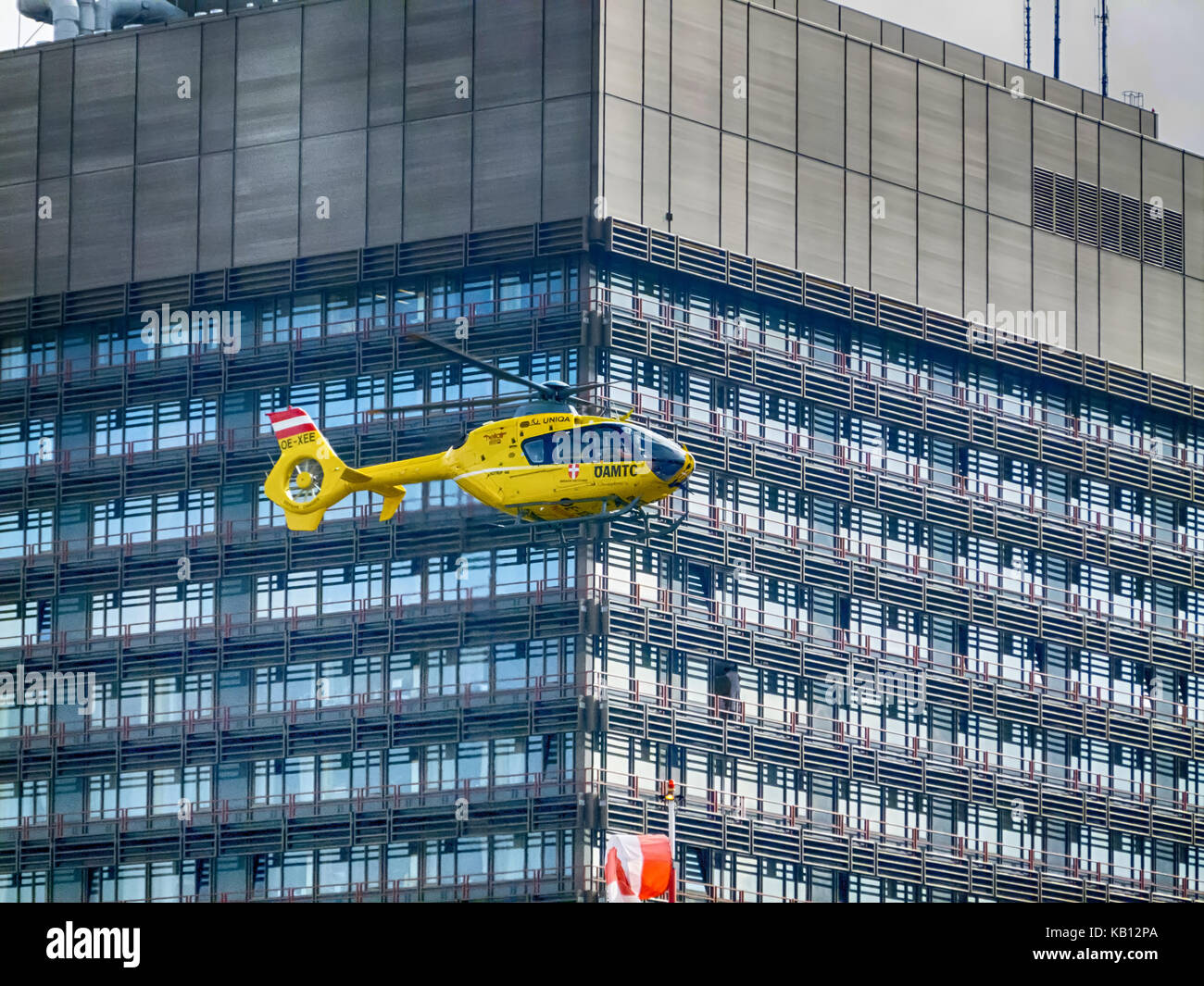Austrian Rescue Helicopter taking of at Vienna Main Hospital, Vienna ...