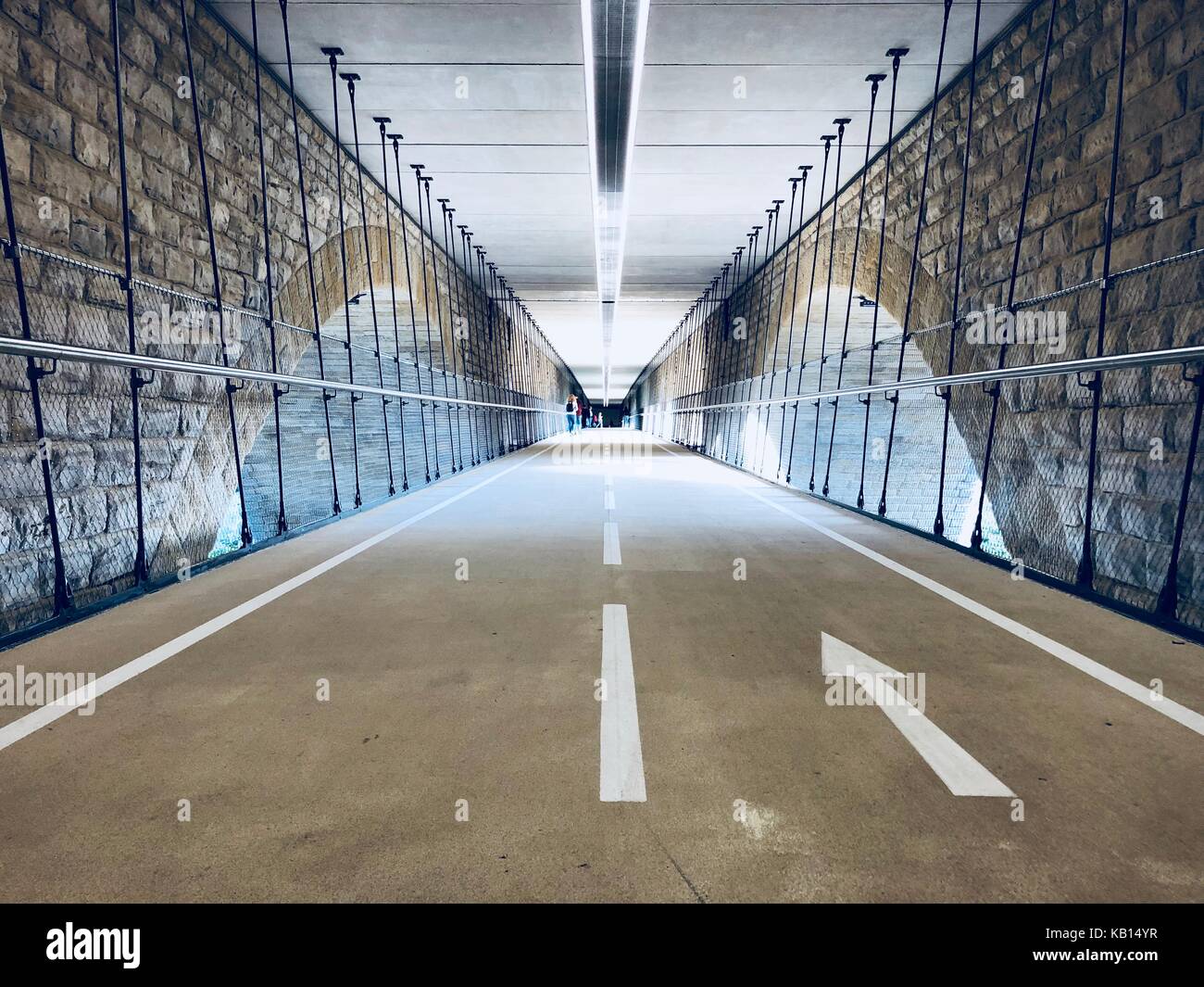 Wonderful suspended road under the Adolphe bridge in Luxembourg city ...