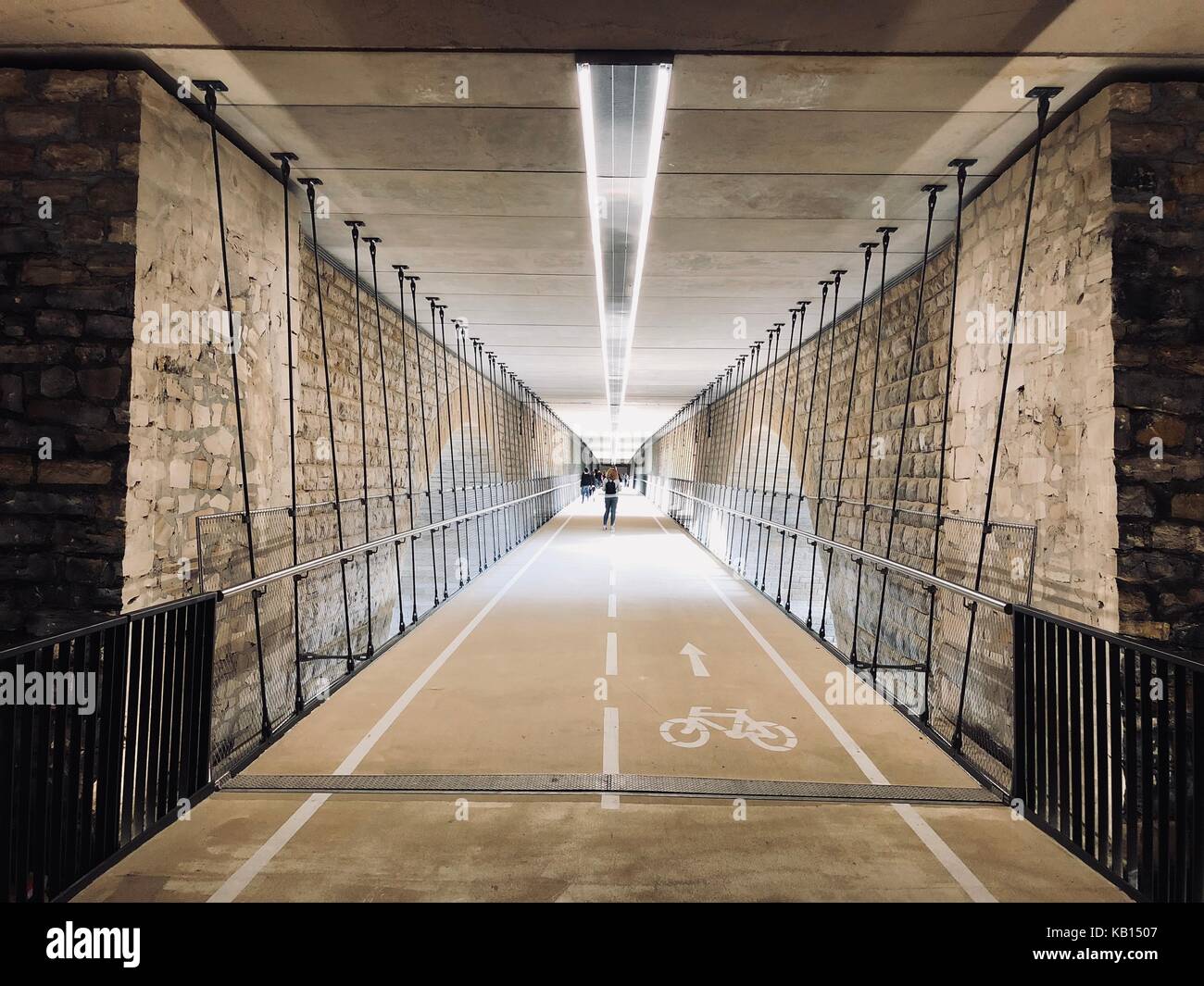 Wonderful suspended road under the Adolphe bridge in Luxembourg city ...