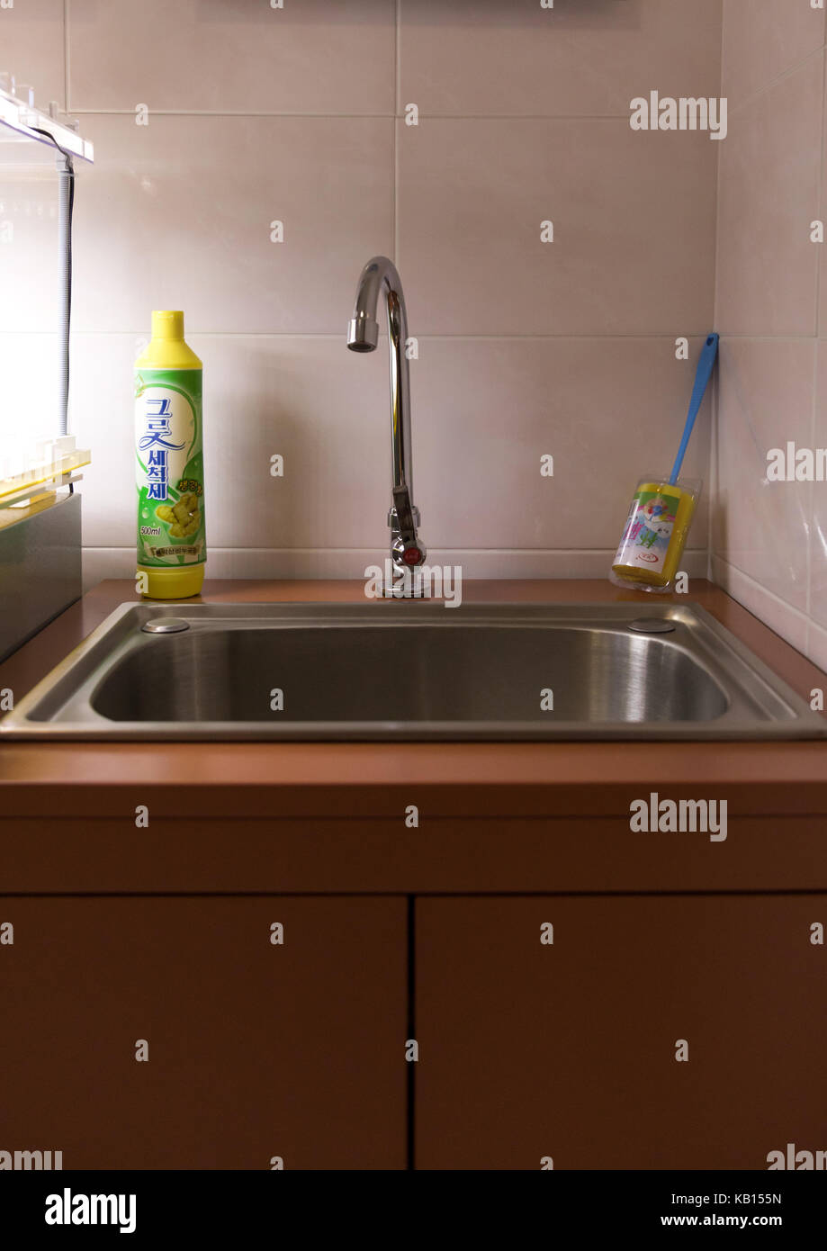 Kitchen in exhibition pyongyang sallim at architecture biennale showing ...