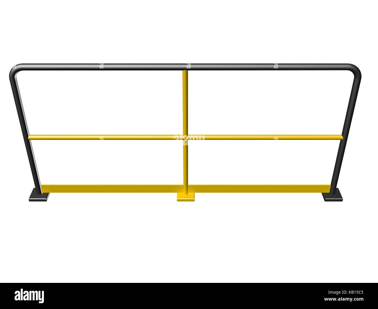 Yellow and black steel industrial handrail railing section isolated on ...
