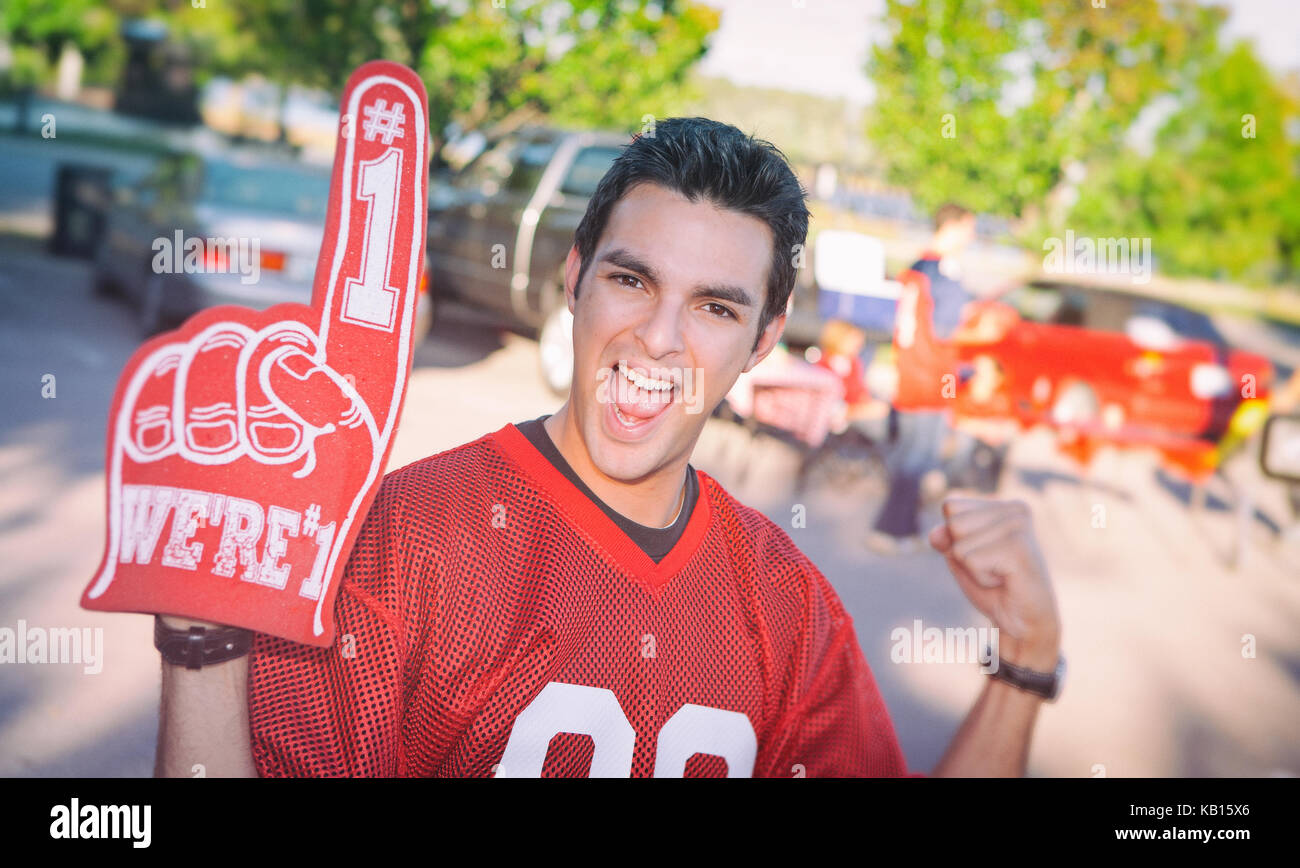 Group of friends at a football tailgating party outside Stock Photo - Alamy