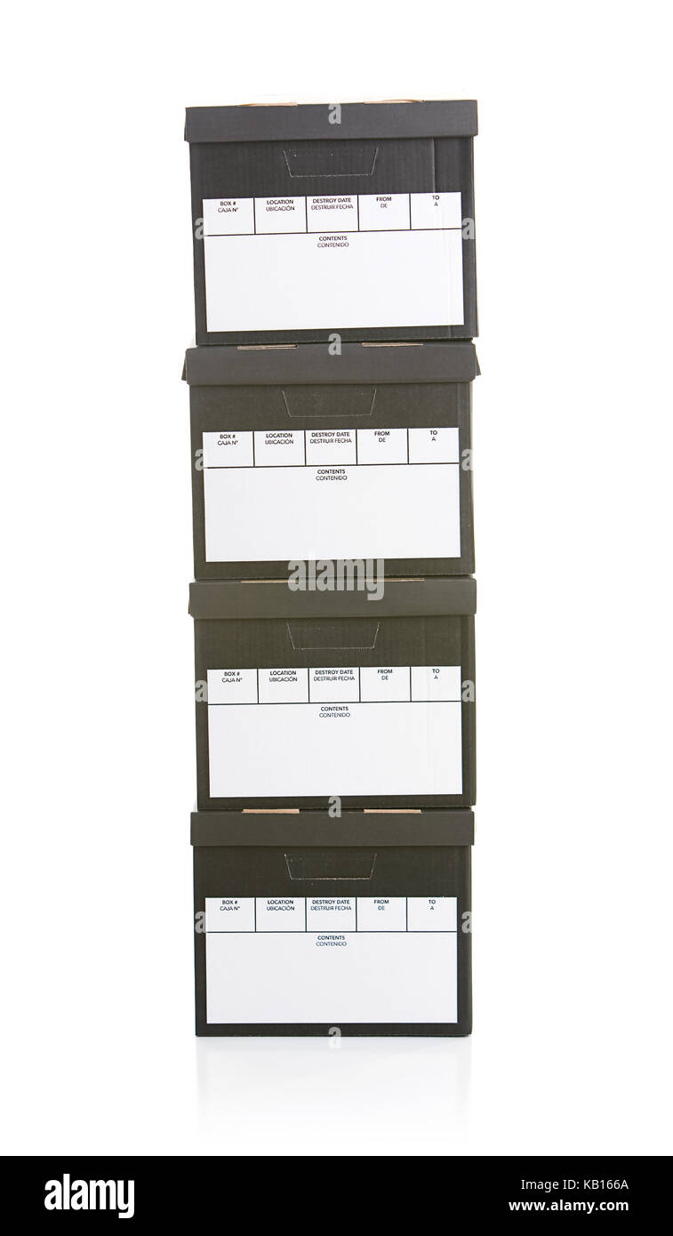 Typical office filing boxes on whitebackground Stock Photo - Alamy