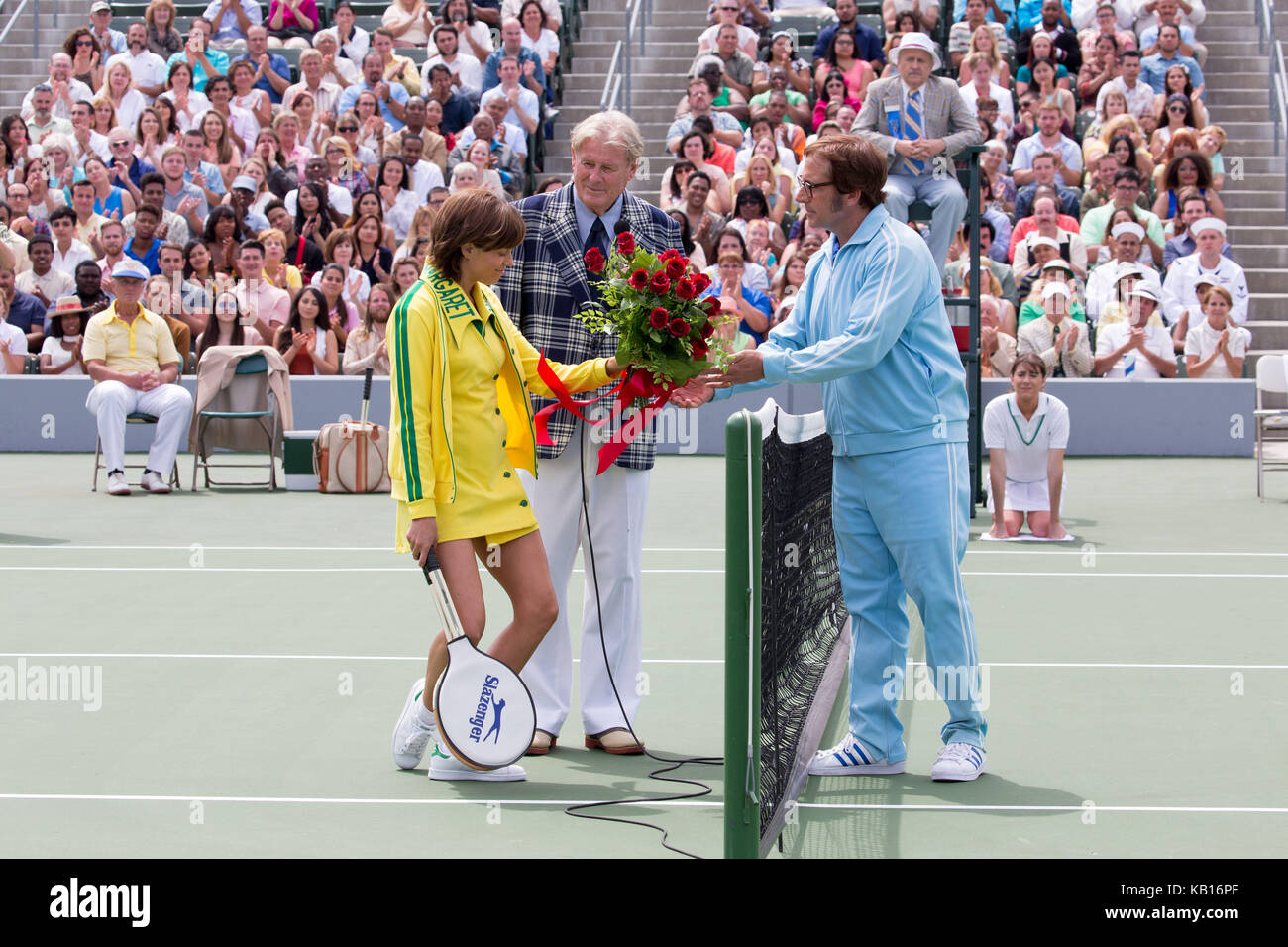 BATTLE OF THE SEXES, from left, front, Jessica McNamee, Steve Carell ...