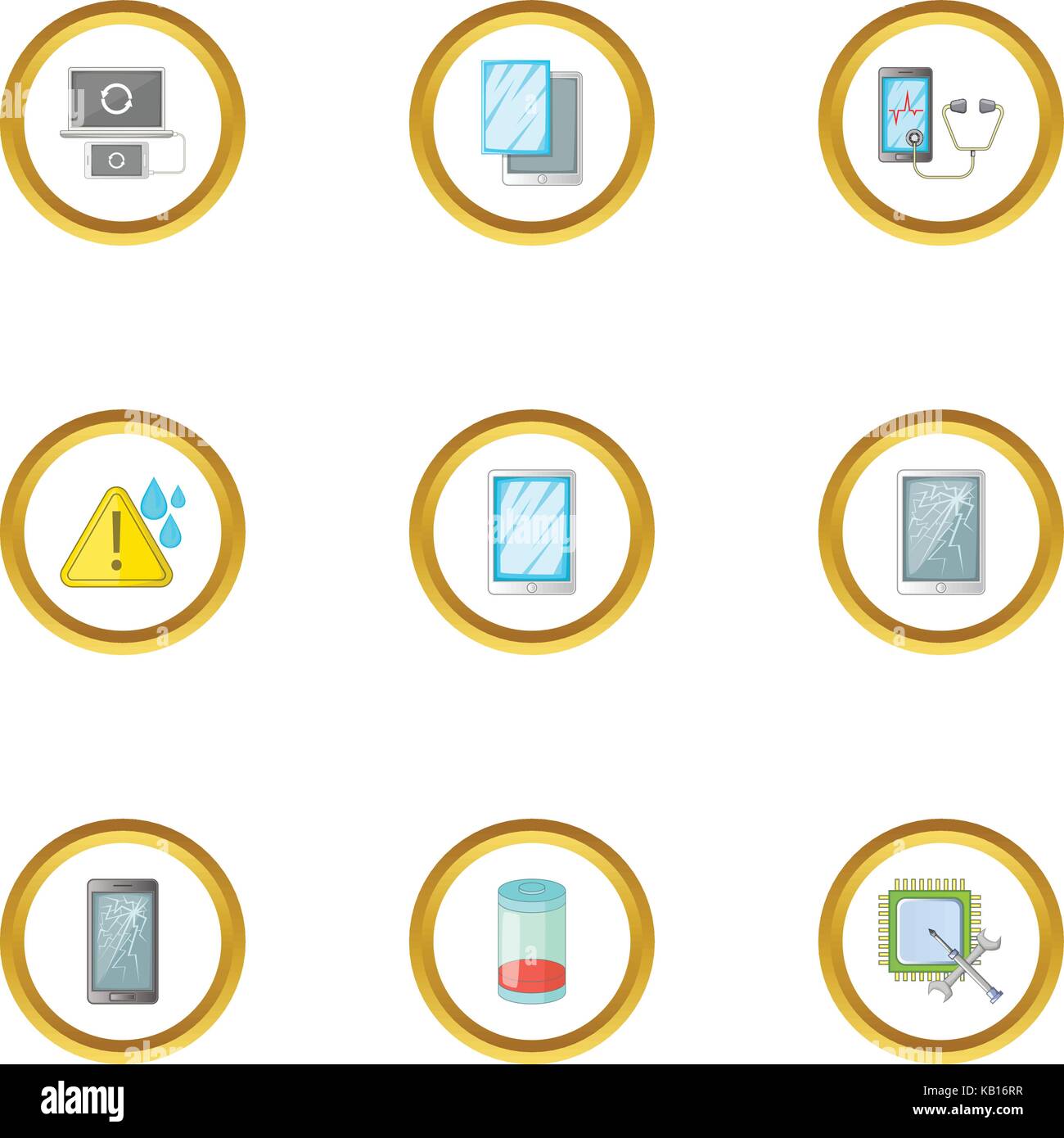 Smartphones service icons set, cartoon style Stock Vector Image & Art ...