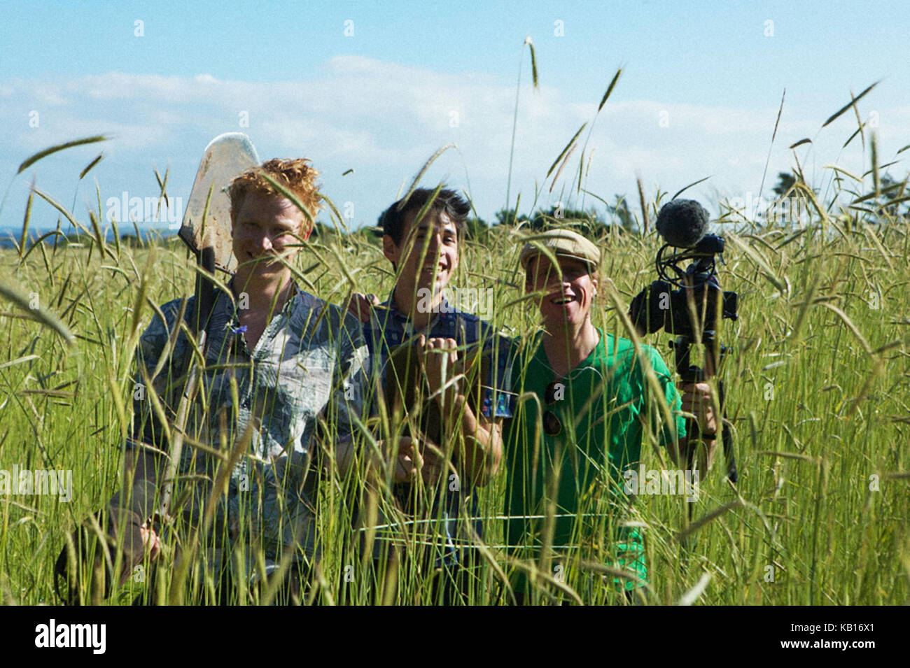 BUGS, from left: Ben Reade, Josh Evans, director Andreas Johnsen on set ...