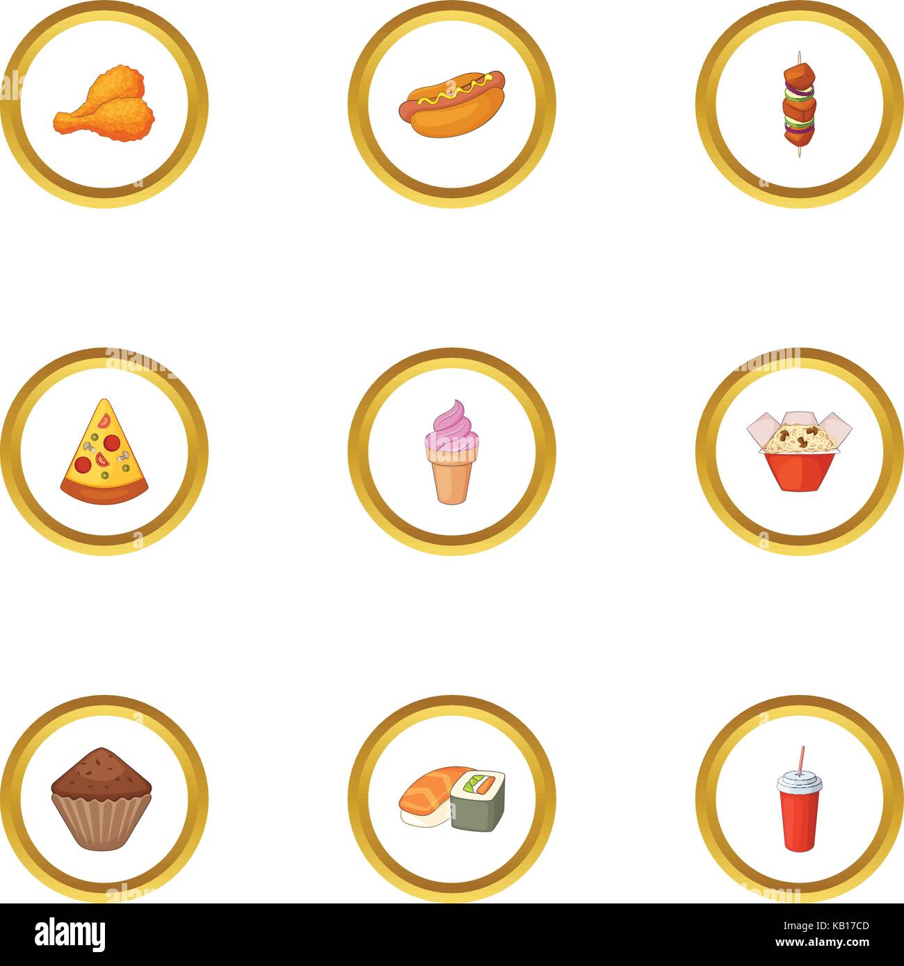 Snacks icons set, cartoon style Stock Vector Image & Art - Alamy