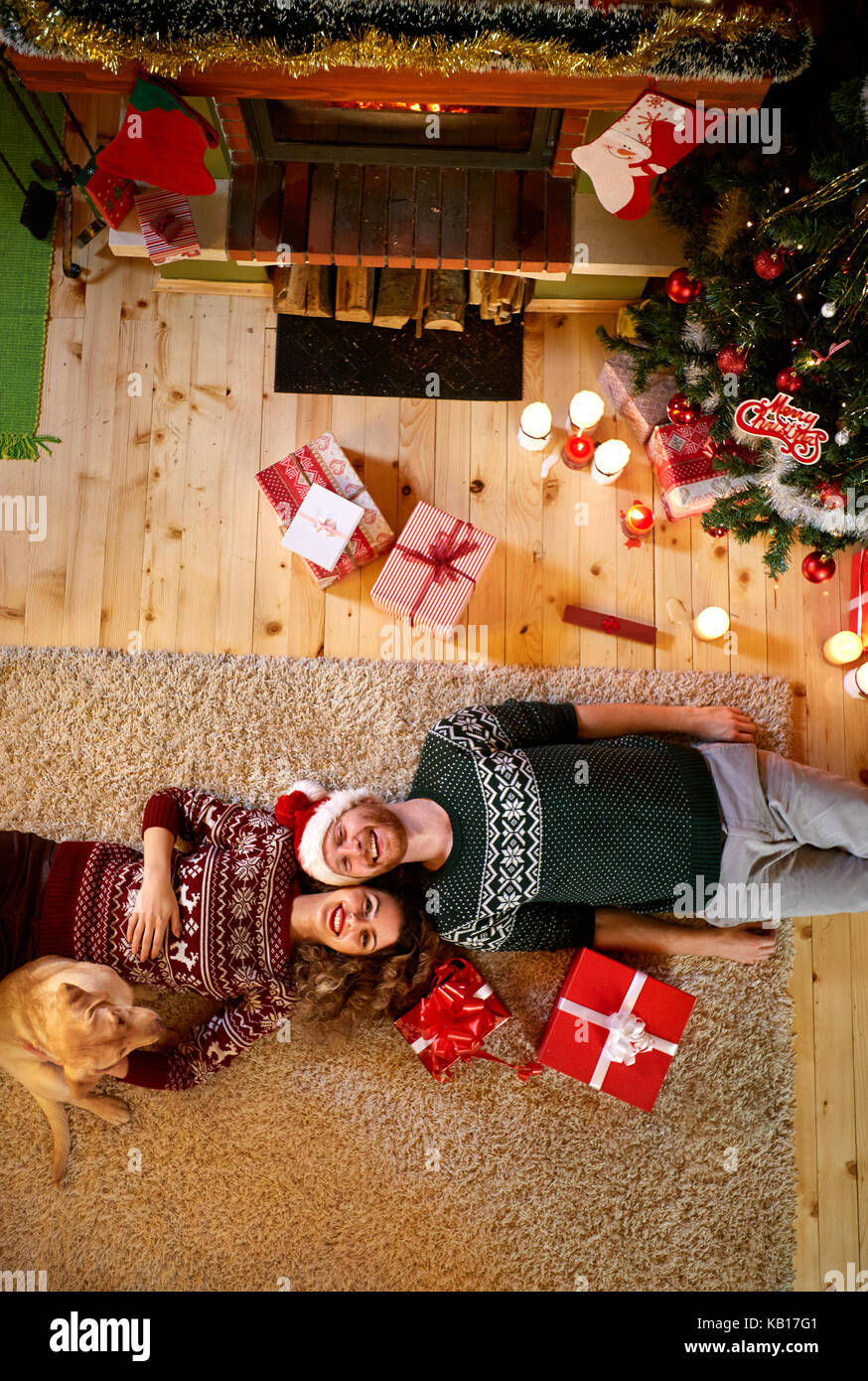 Top view of Christmas winter idyll Stock Photo - Alamy