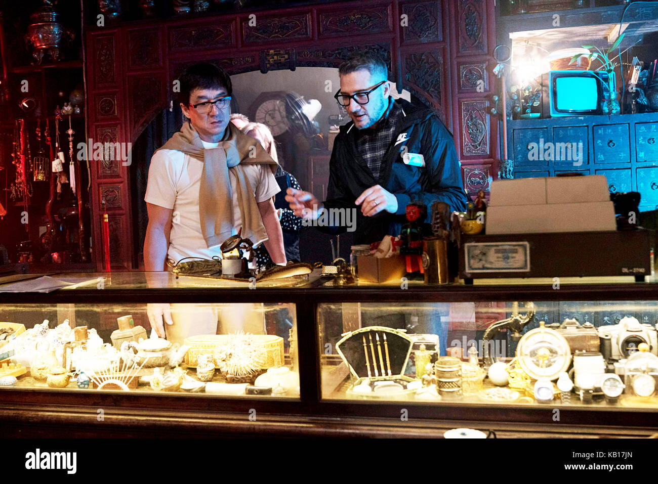 THE LEGO NINJAGO MOVIE, from left, Jackie Chan, director Charlie Bean ...