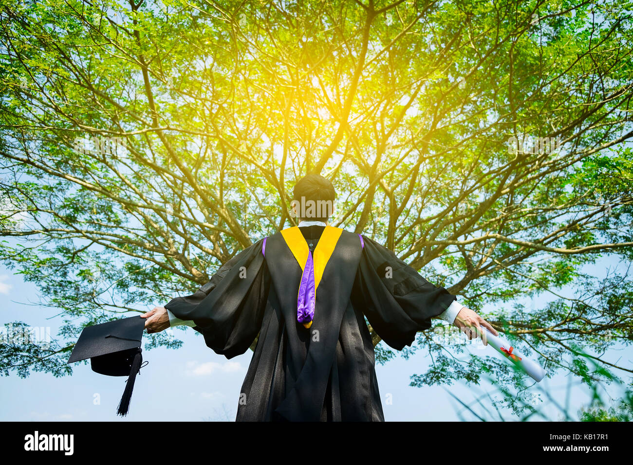 successful graduating student with nature background Stock Photo - Alamy