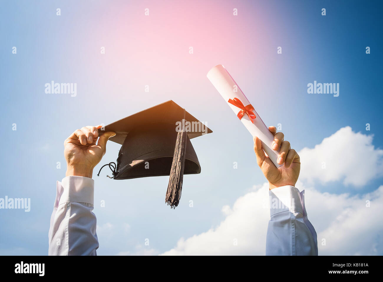 Graduation day, Images of graduates are celebrating graduation put hand ...