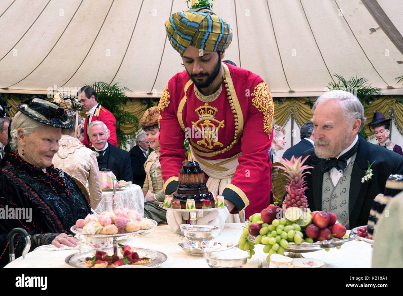 VICTORIA AND ABDUL, from left, Judi Dench, Ali Fazal, Tim Pigott-Smith ...