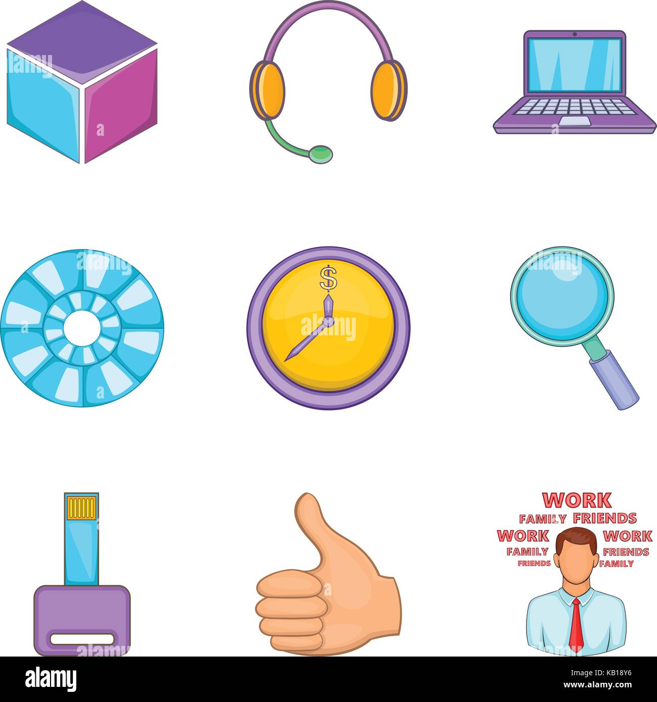 Work hard icons set, cartoon style Stock Vector Image & Art - Alamy