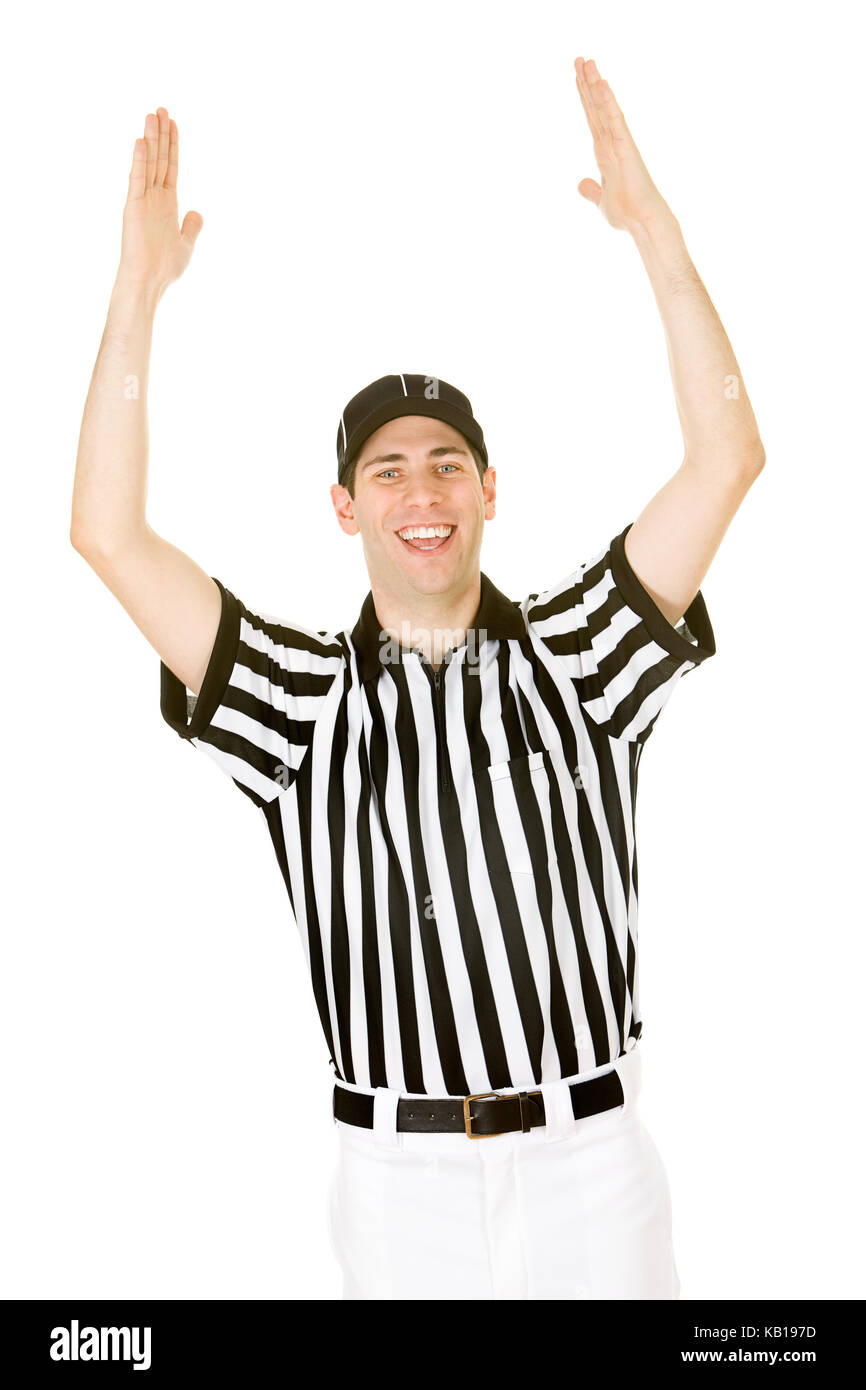 Caucasian male as American football referee. Isolated on white ...