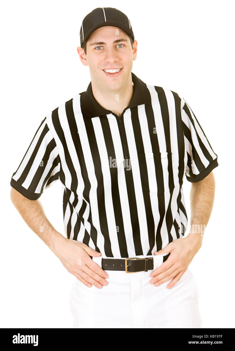 Caucasian male as American football referee. Isolated on white ...