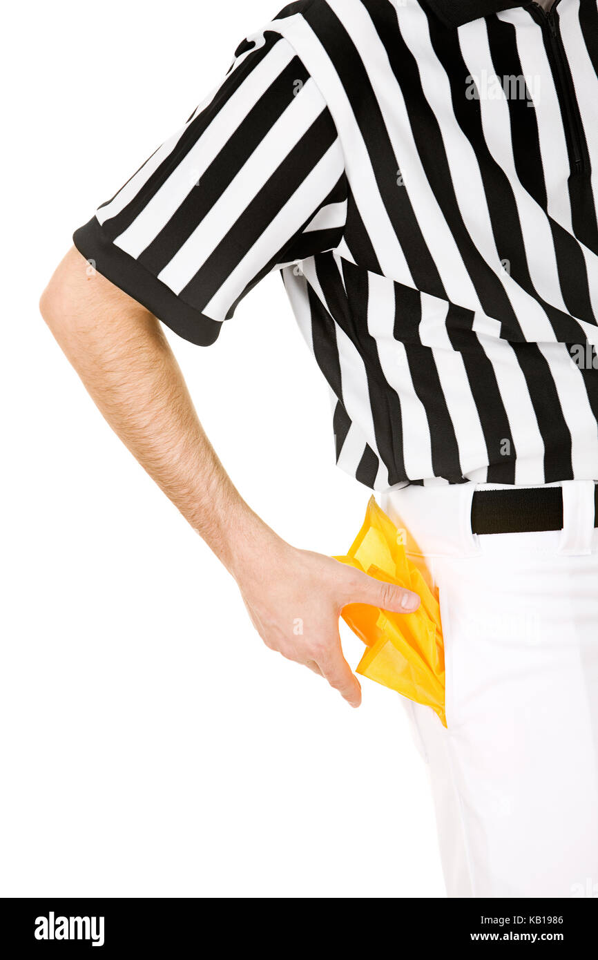 Caucasian male as American football referee. Isolated on white ...