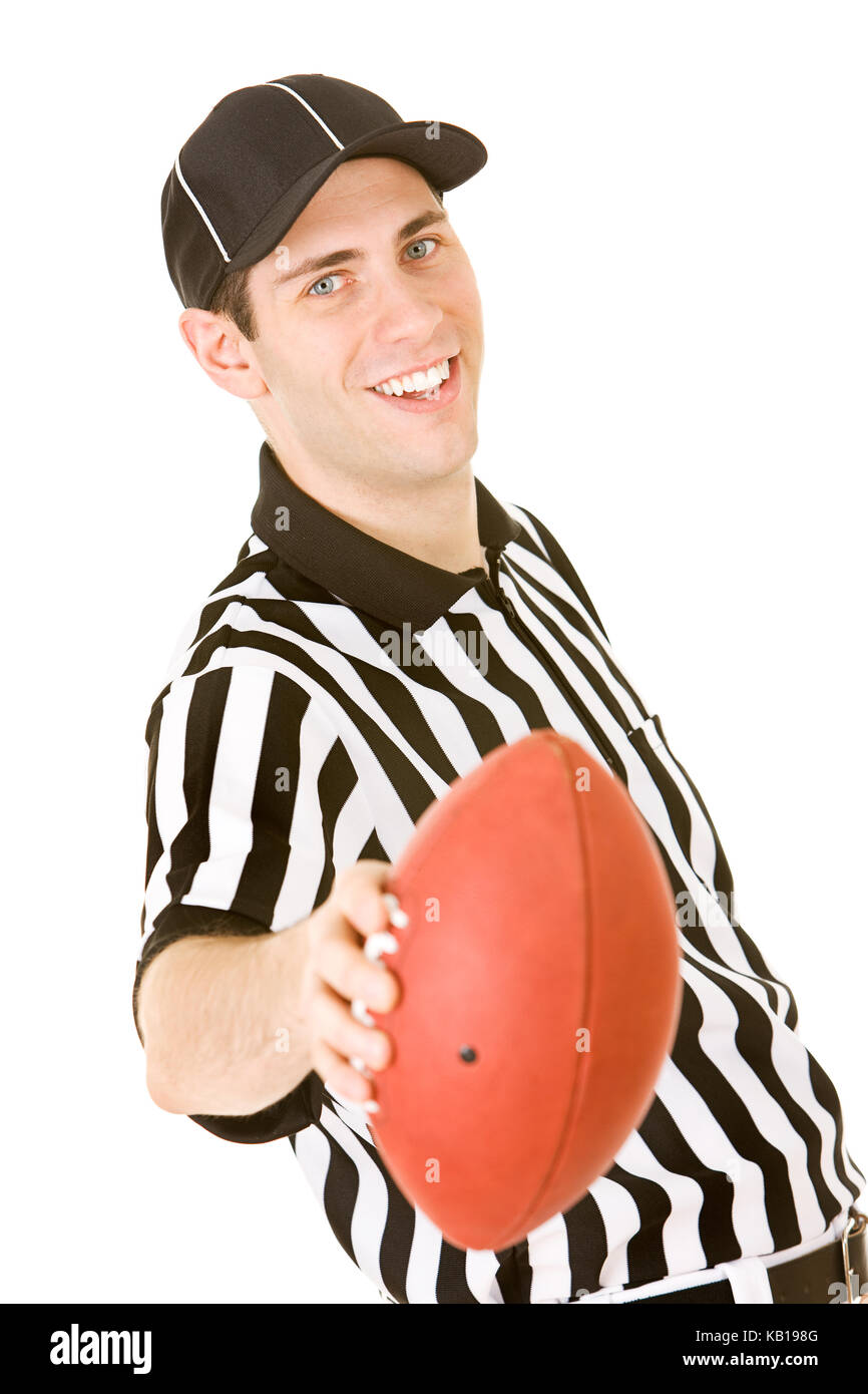 Caucasian male as American football referee. Isolated on white ...