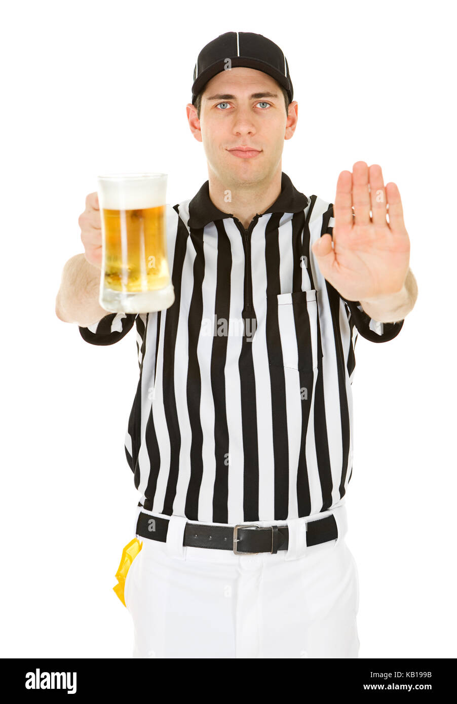Caucasian male as American football referee. Isolated on white ...